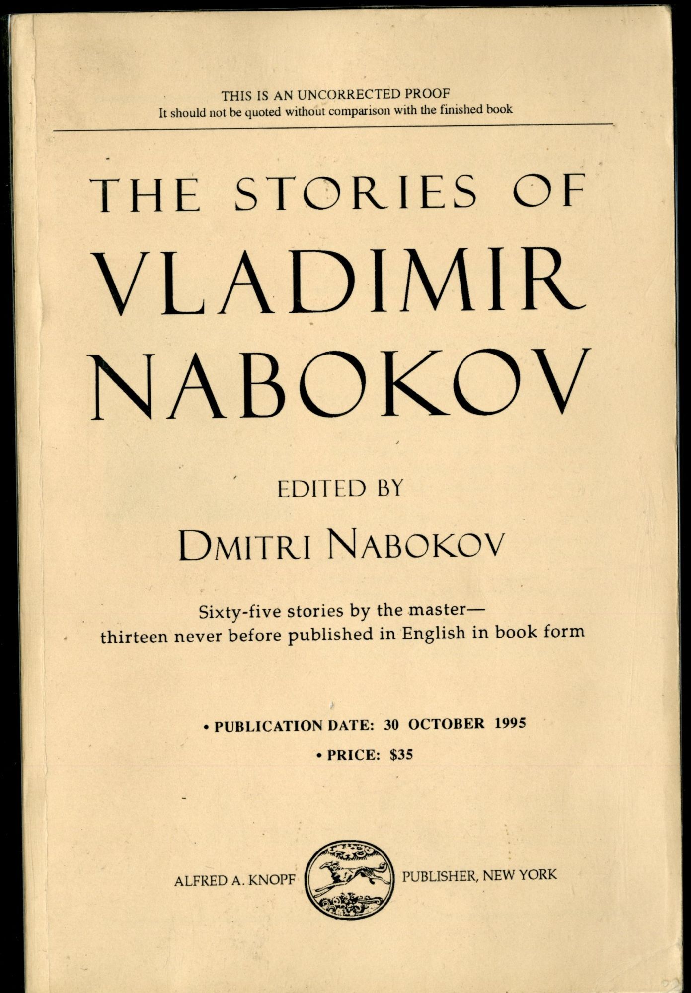 The Stories of Vladimir Nabokov | Nabokov Vladimir | First Edition